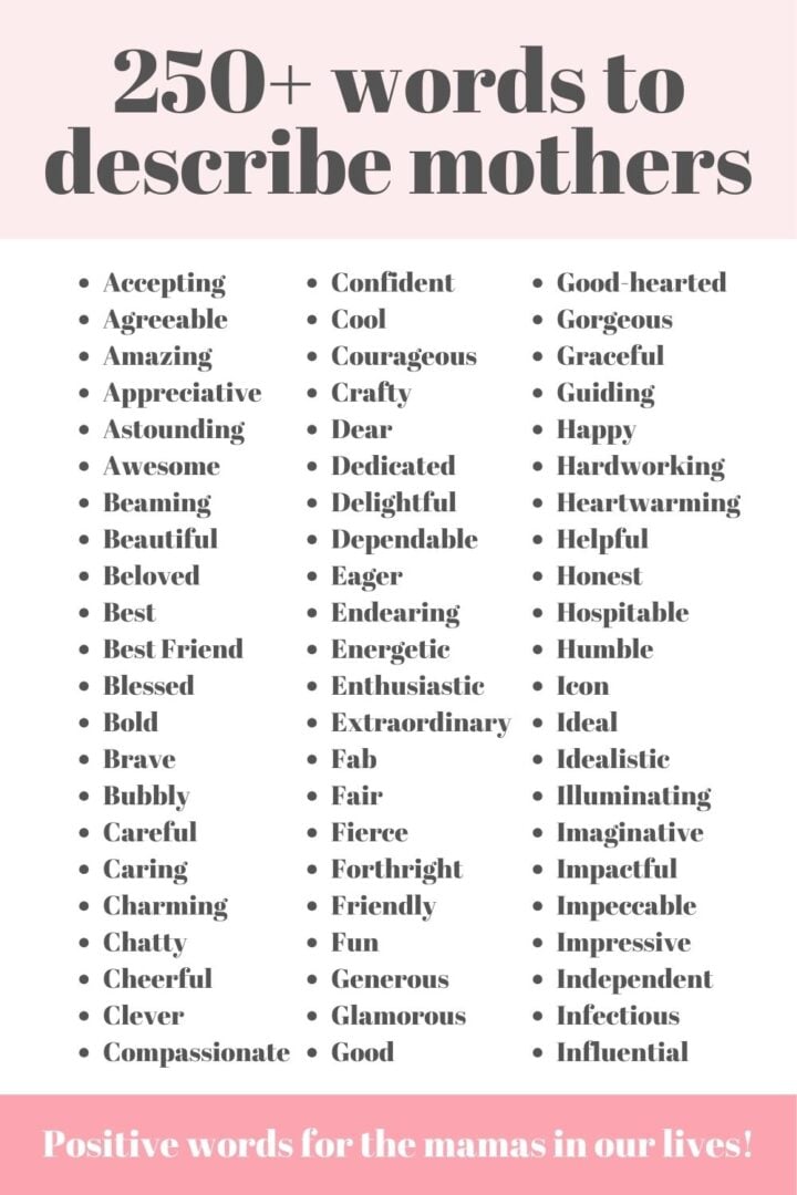 250+ Words to Describe Mothers - A Thousand Lights