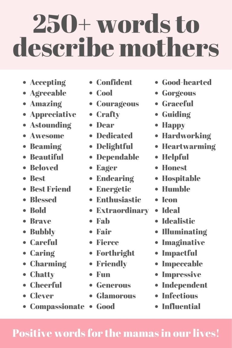 250+ Words to Describe Mothers - A Thousand Lights